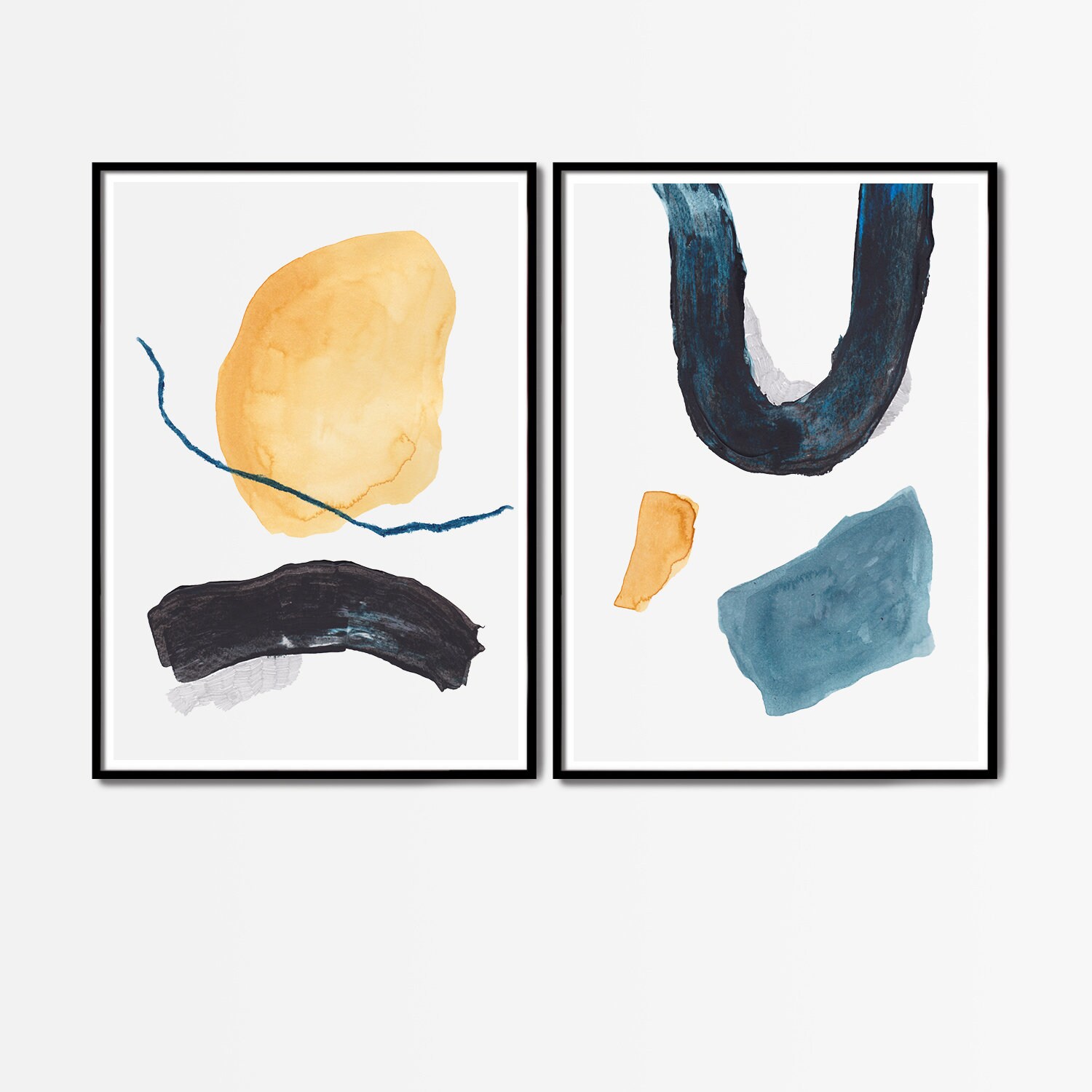 Set of 2 Blue Beige Prints Set of 2 Prints Set of 2 Wall - Etsy