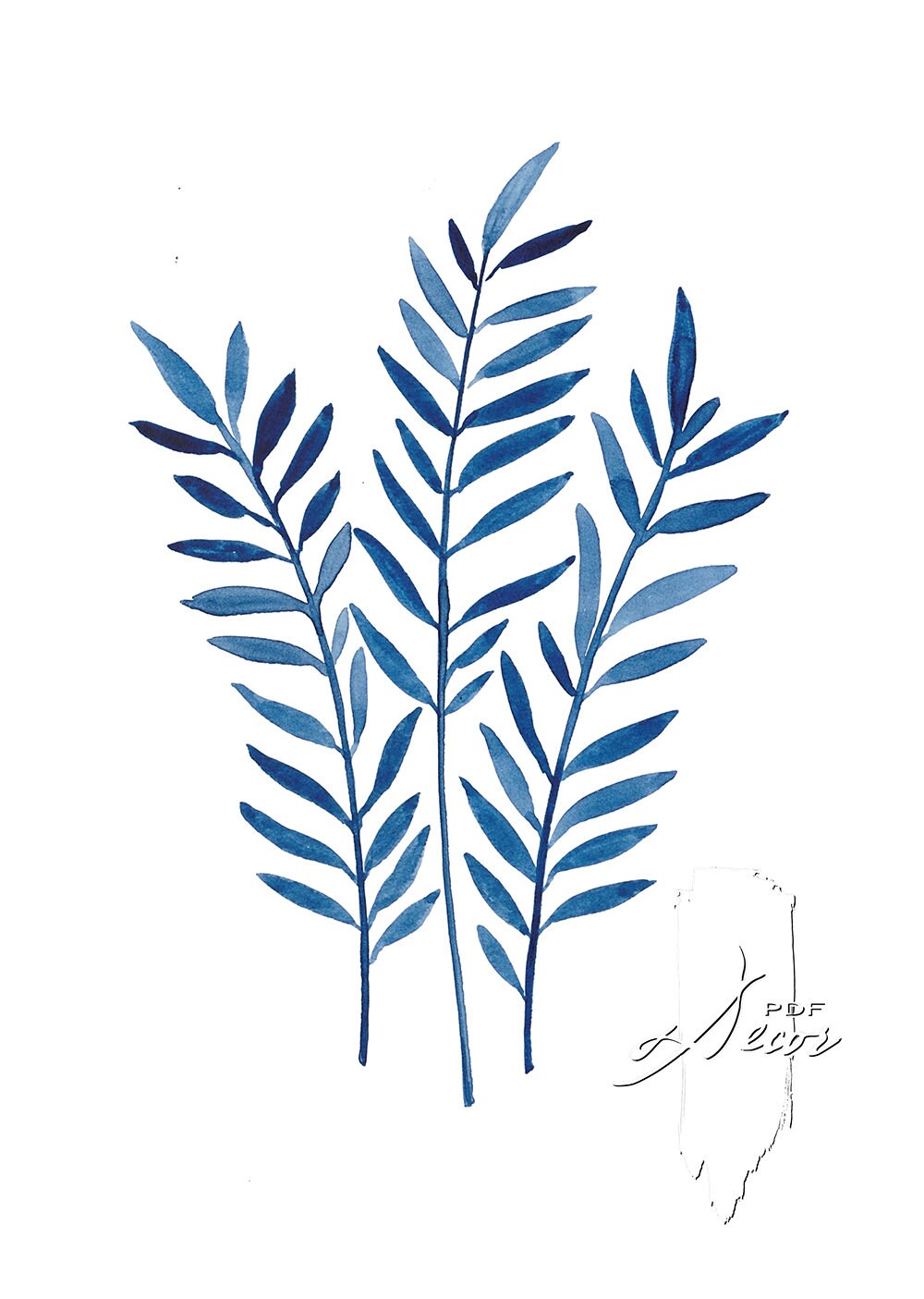 Set of 3 Blue Leaf Prints Set of 3 Printable Set of 3 Leaves | Etsy