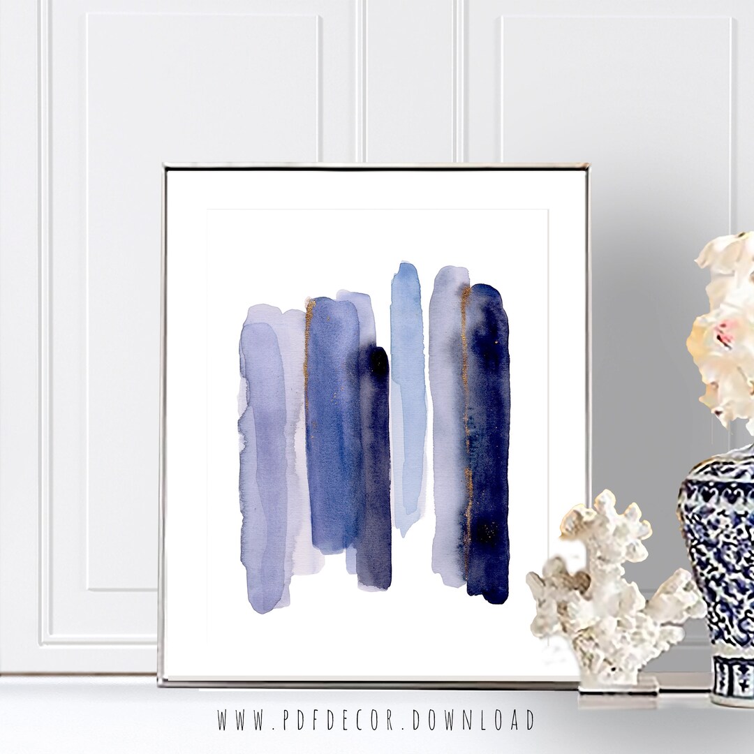 Impresión de arte azul, arte imprimible azul, arte azul marino, arte de ...
