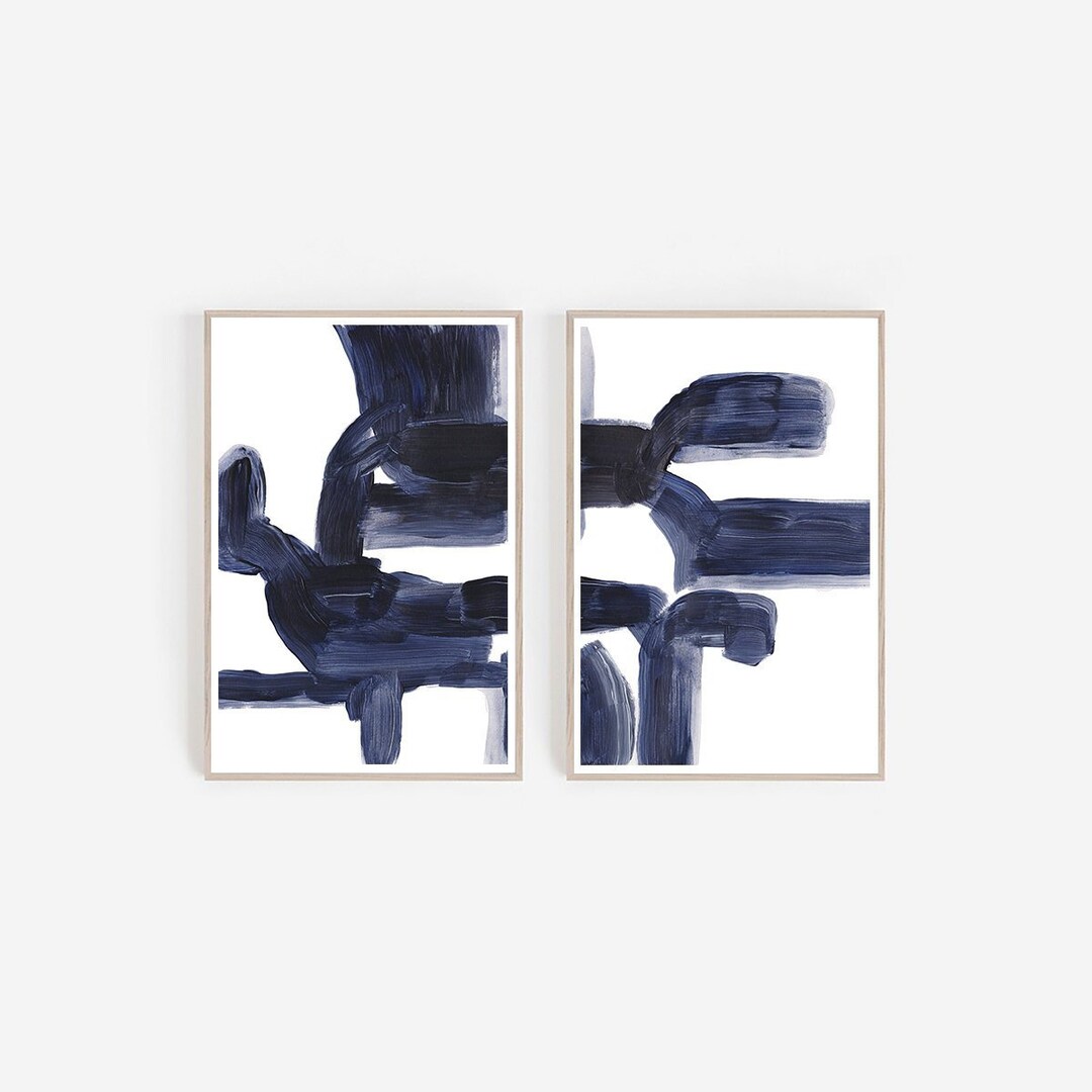Set of 2 Blue Prints, Set of 2 Prints, Set of 2 Wall Art, Blue Set ...