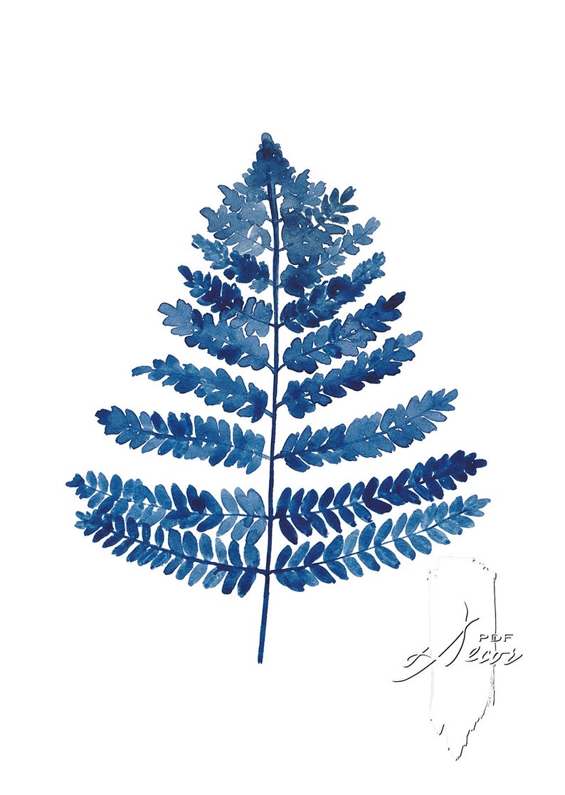 Set of 3 Blue Leaf Prints Set of 3 Printable Set of 3 Leaves - Etsy