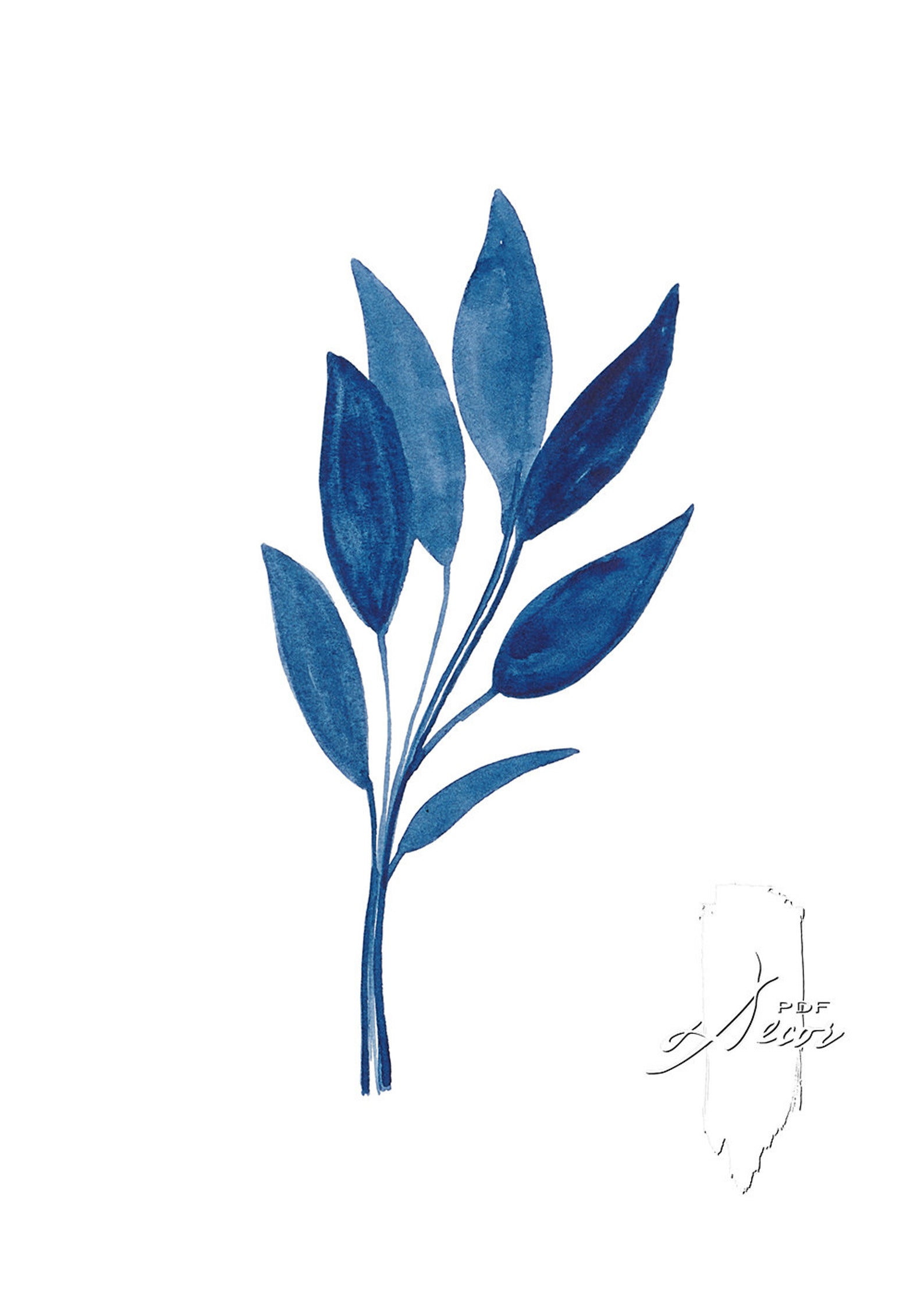 Set of 3 Blue Leaf Prints Set of 3 Printable Set of 3 Leaves - Etsy India