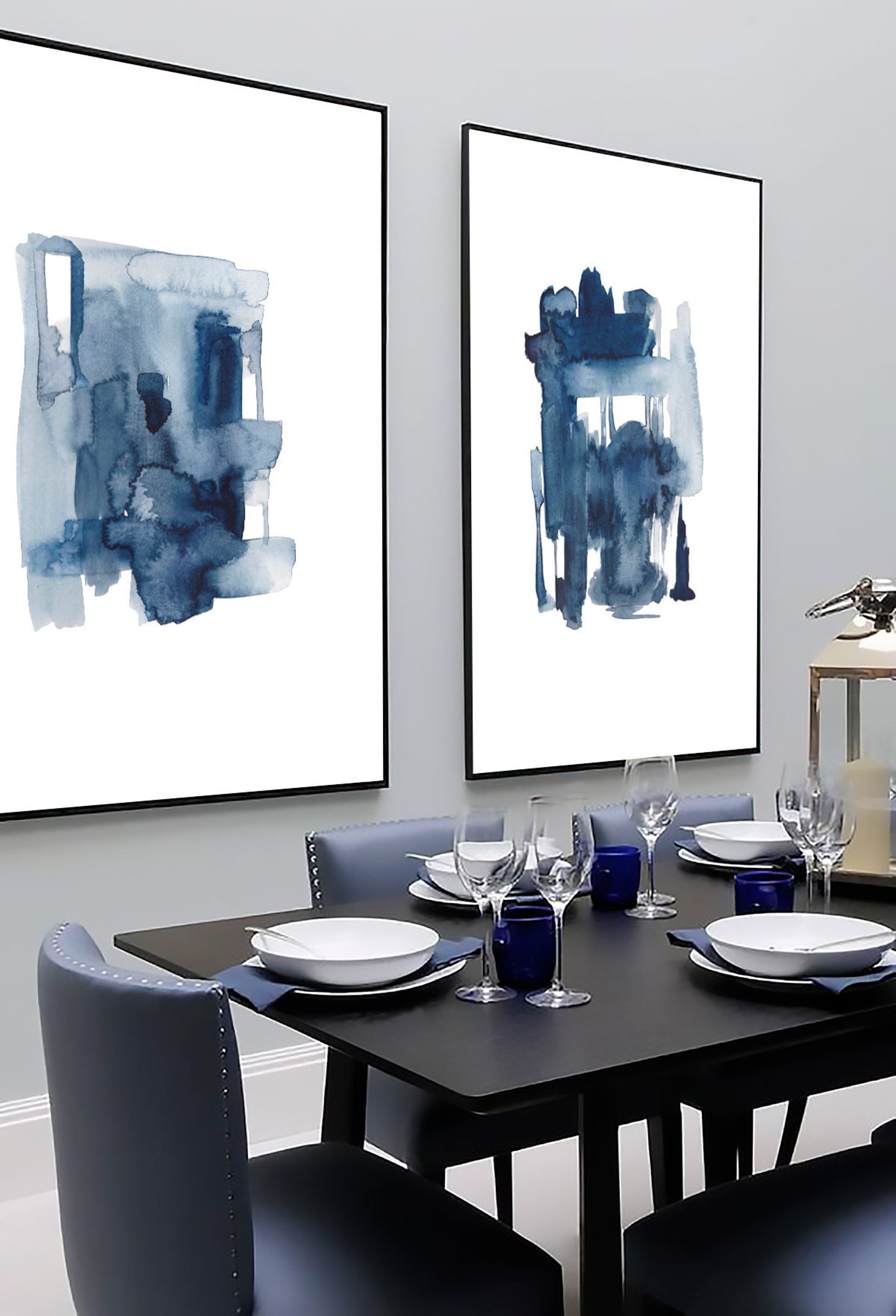 Set of 2 Blue Prints Set of 2 Prints Set of 2 Wall Art Blue | Etsy