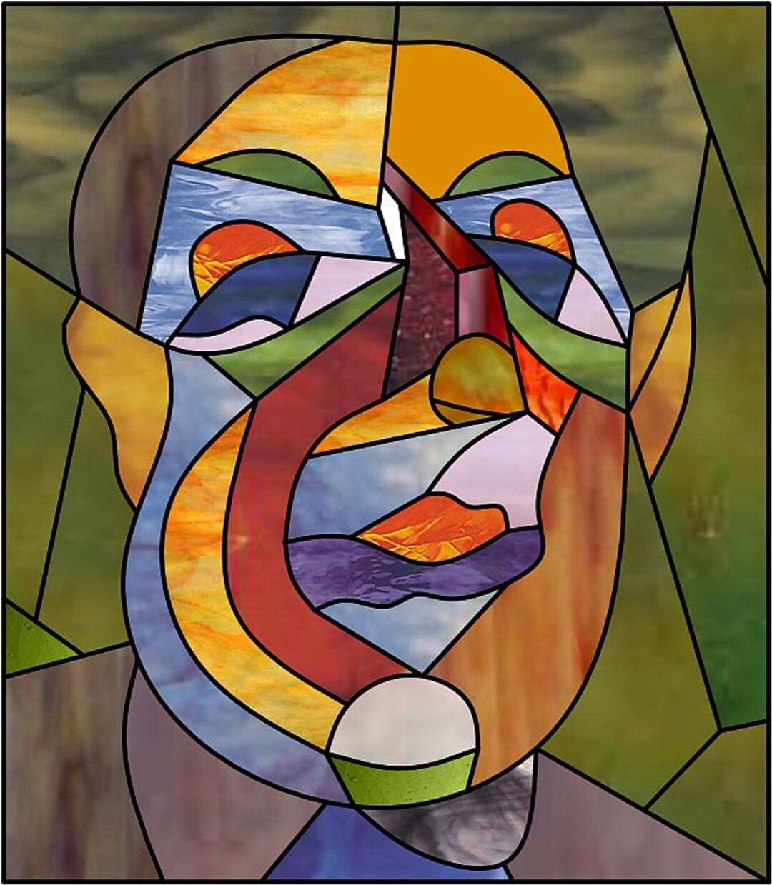 Fat Man.artdeco Stainedglass Pattern - Etsy