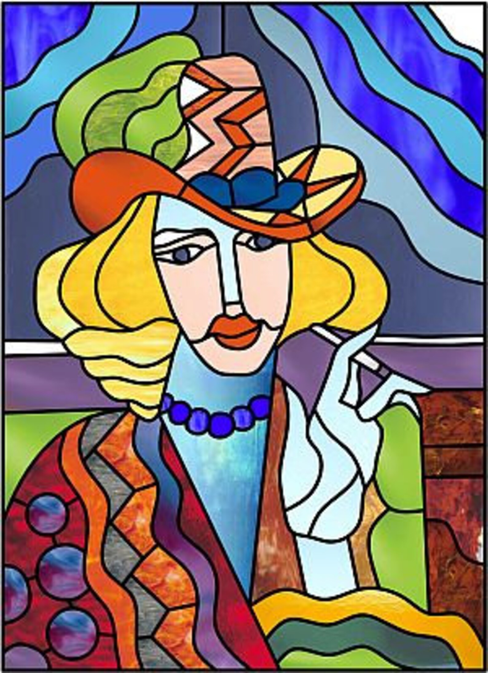 Artdeco-lady.stainedglass Pattern - Etsy