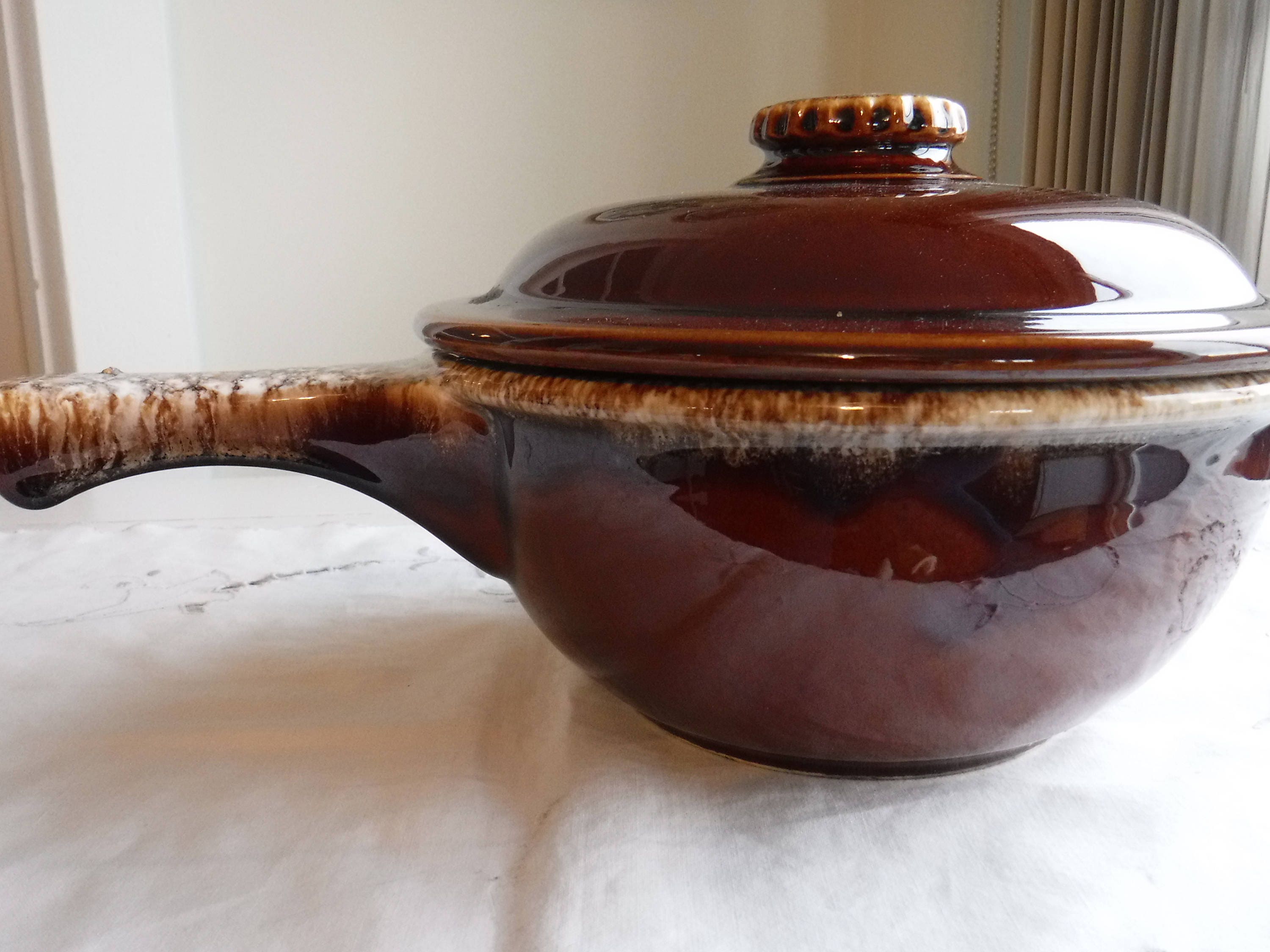 HULL USA BROWN Drip Pottery Glaze Oven Proof Pottery Casserole - Etsy