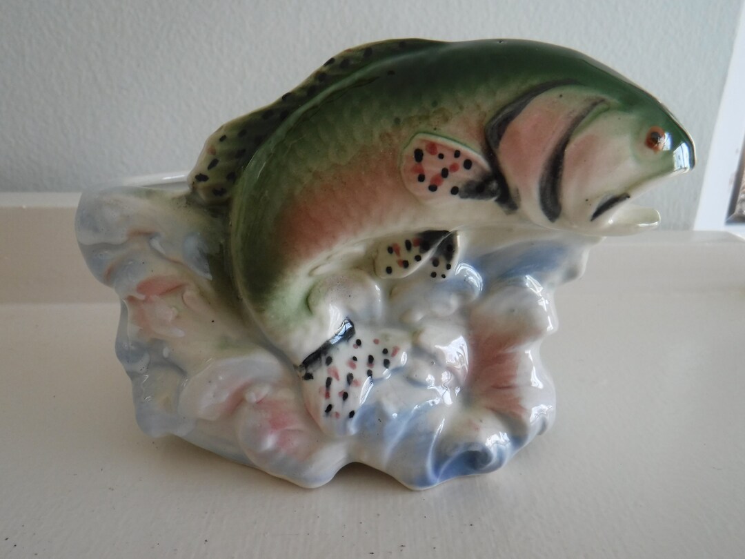 Vintage Hand Decorated Shafford Fish Figurine Planter Made in Japan - Etsy
