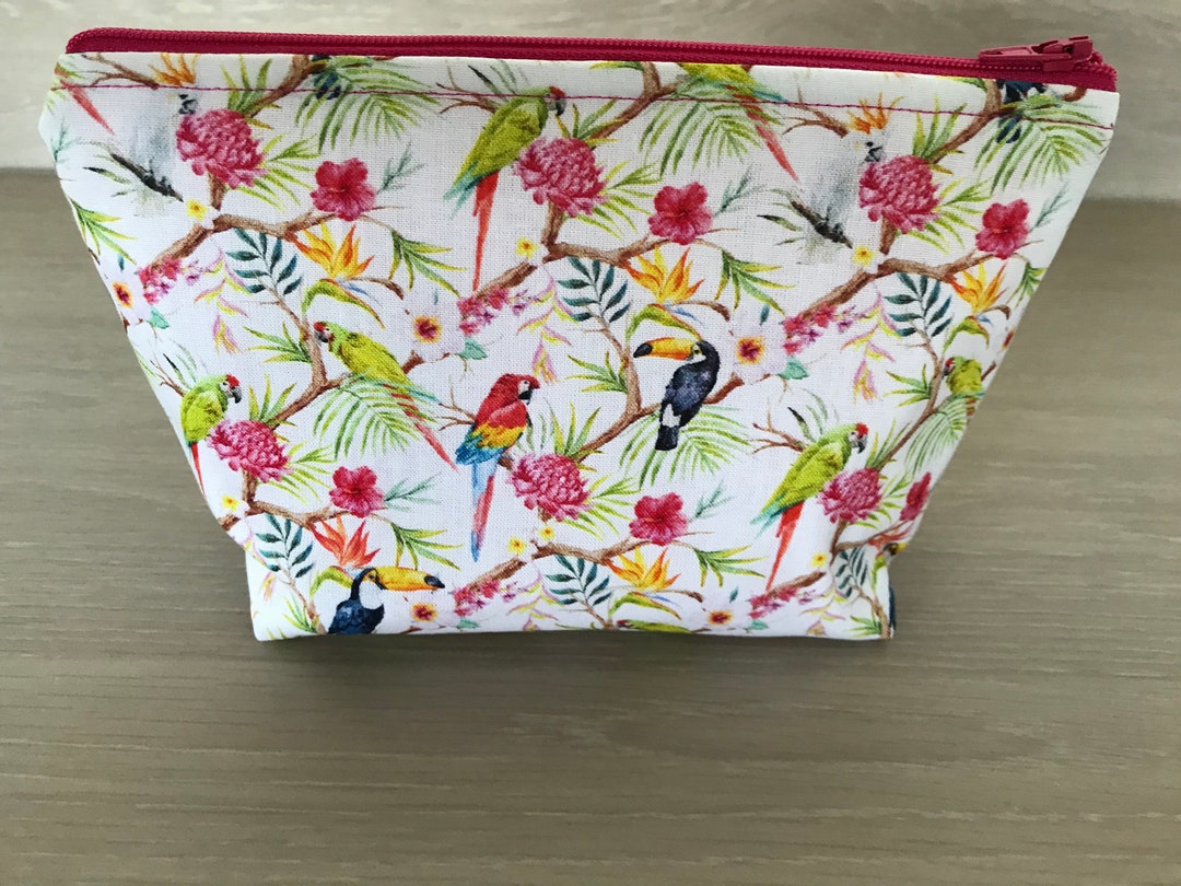 Birds, Toucan, Parrot Themed Fabric Cosmetic/make up Bag Handmade - Etsy