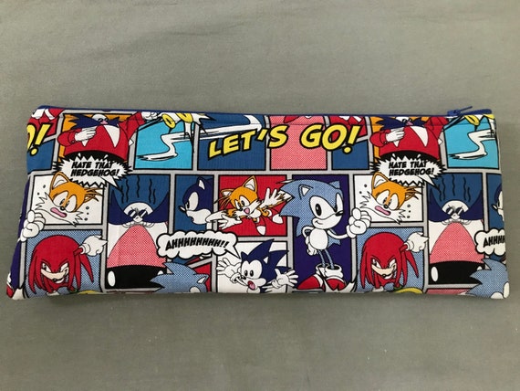 Large Sonic Fabric Handmade Pencil Case Fits 30cm 12 Ruler Etsy UK