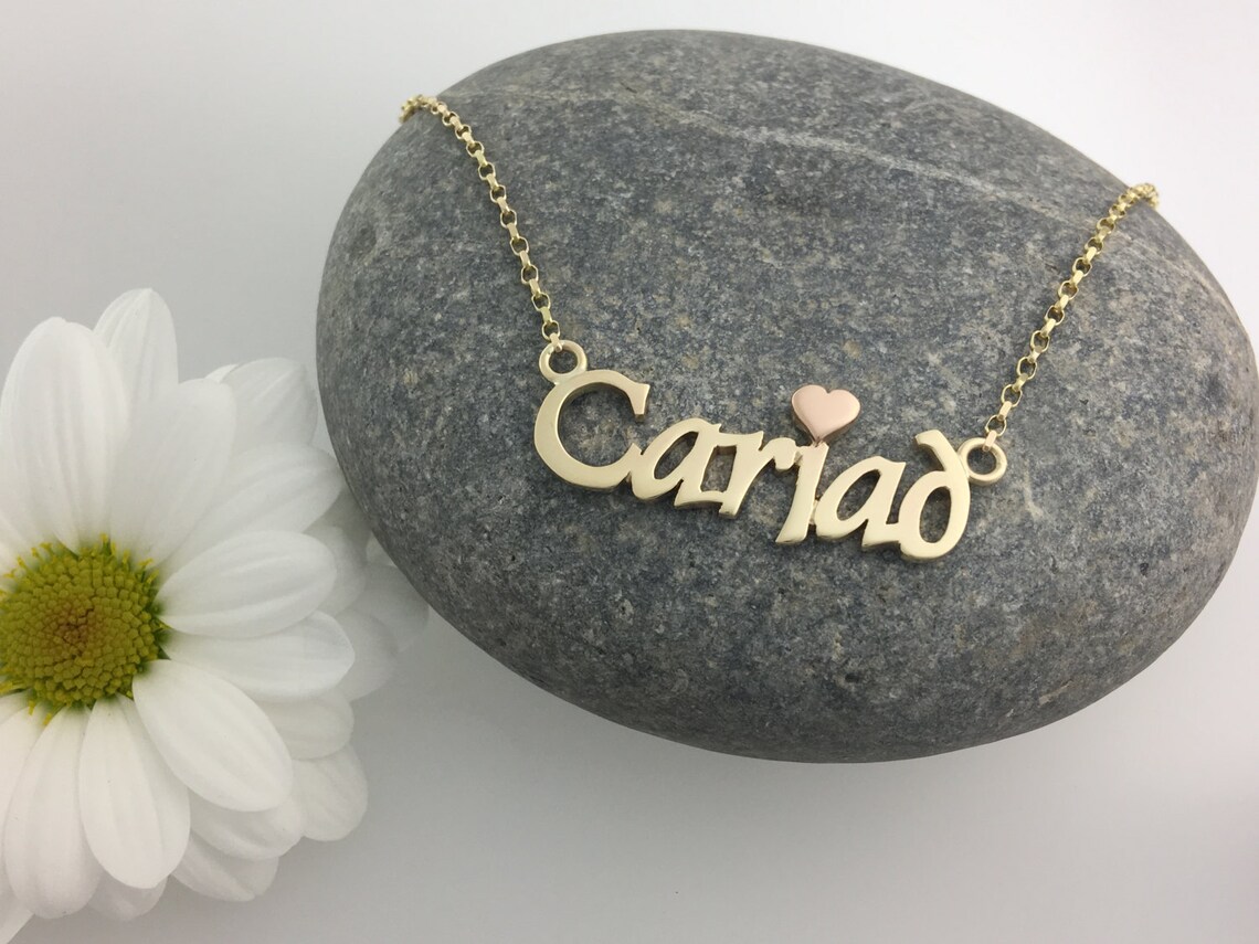 9ct Gold Cariad Love Necklace handmade in Wales Rose solid | Etsy