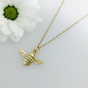 9ct Gold Honey Bee Pendant Charm Necklace, Handmade in Solid 9ct Gold ...