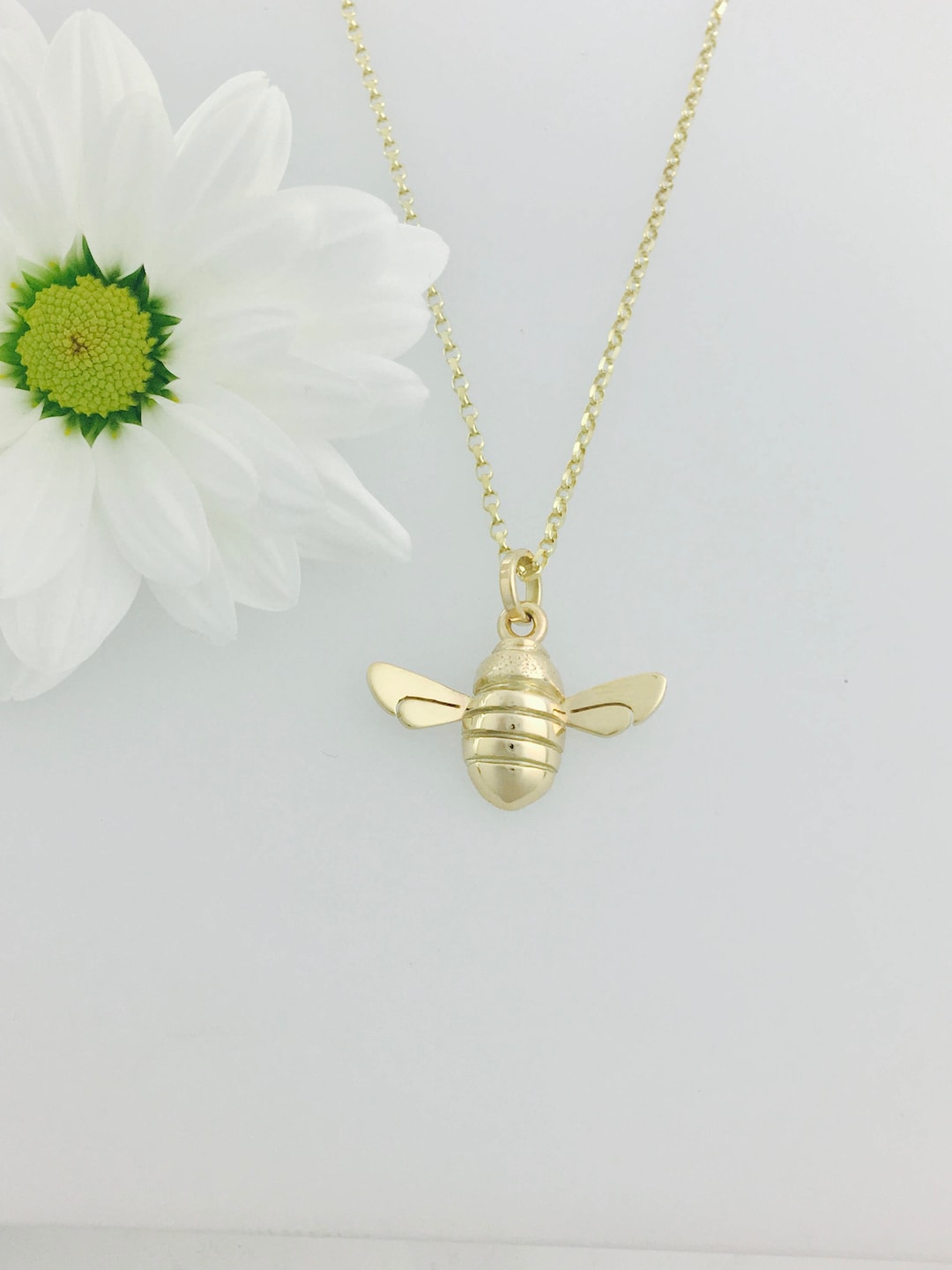 9ct Gold Honey Bee Pendant Charm Necklace, Handmade in Solid 9ct Gold ...
