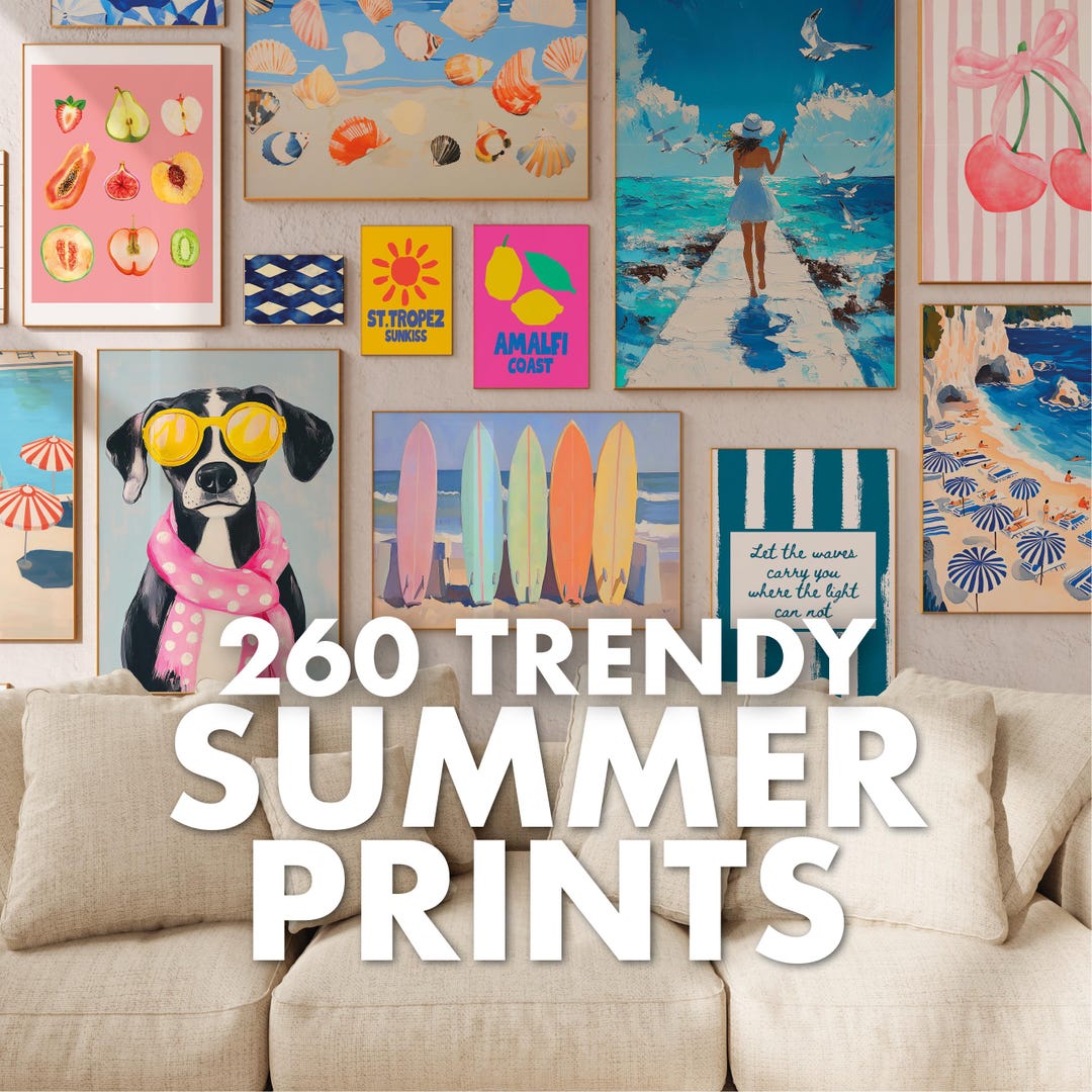 Preppy Coastal Wall Art Set: Beach House Decor (digital Download, 260 ...