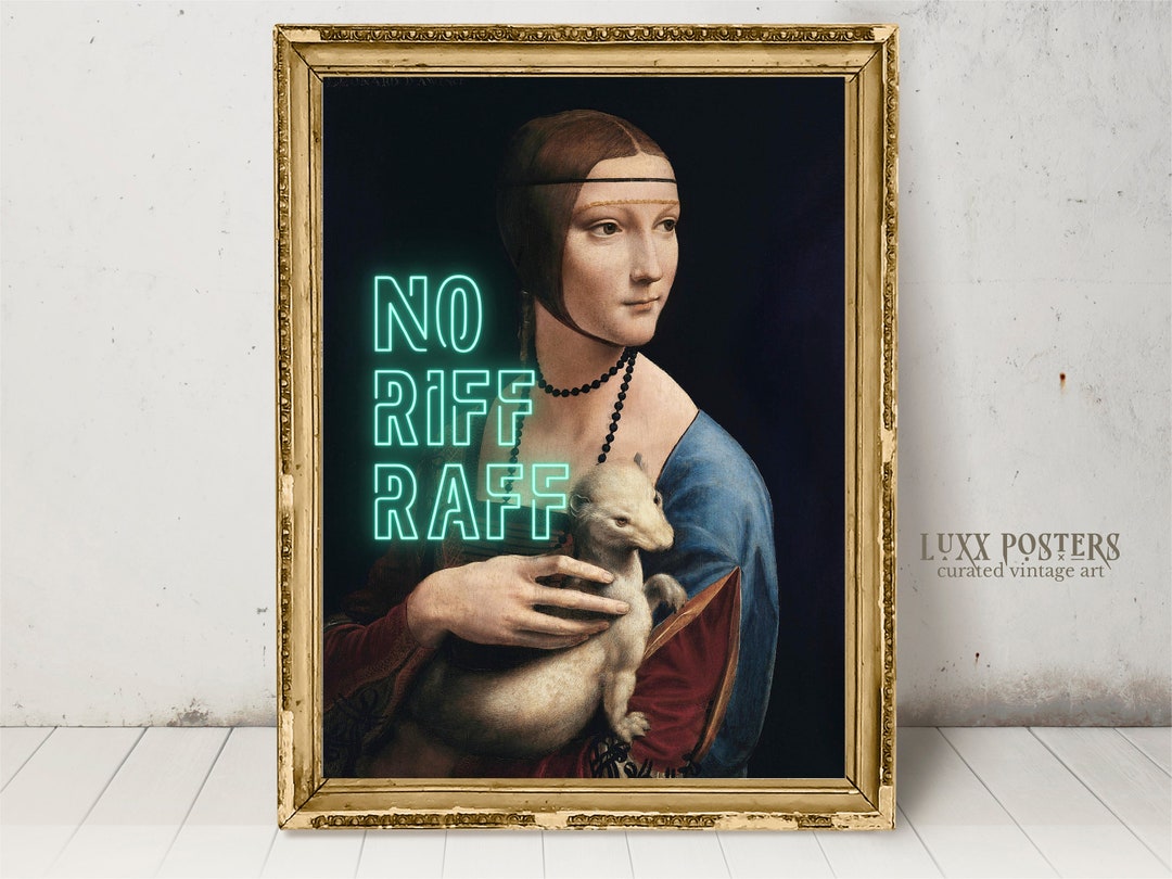 Neon Lady With Ermine Print: Funny Vintage Gallery Wall Art (digital ...