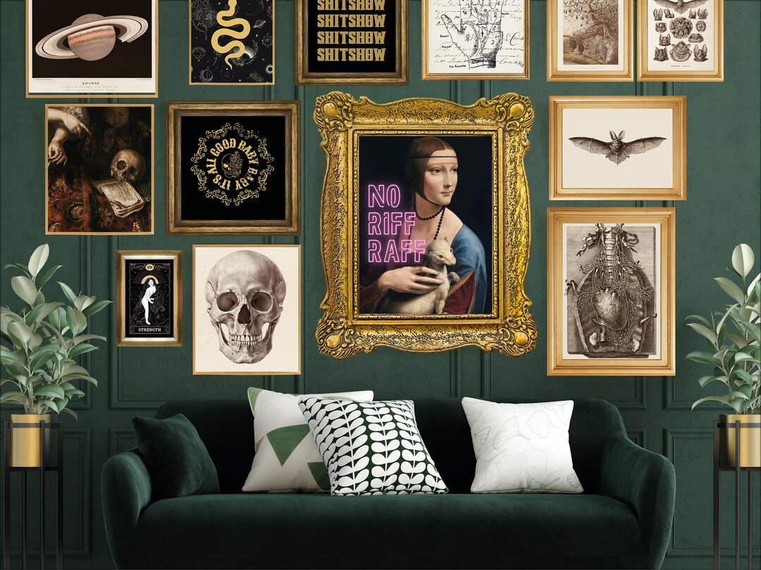 Maximalist Wall Art | Altered Lady With an Ermine | Eclectic Goth Room ...