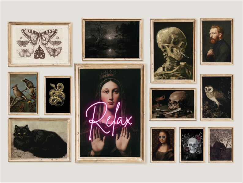 Moody Goth Gallery Wall Art Set: Eclectic Dark Academia Prints (digital ...