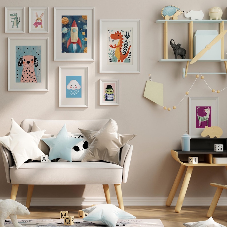 200 Eclectic Kids Room Prints, Nursery Playroom Wall Art (digital ...