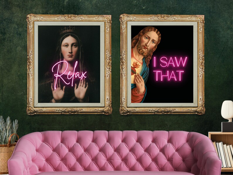 Funny Renaissance Art Prints: Eclectic Maximalist Home Decor (digital ...