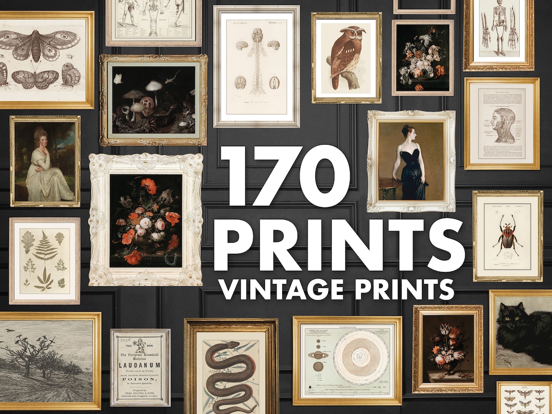Vintage Prints MEGA Bundle 170, Gallery Wall Set, Vintage Wall Art ...