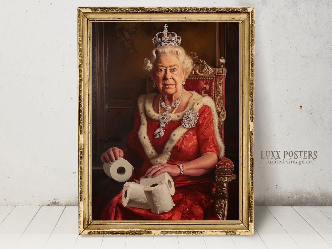 Funny Bathroom Art , Queen Elizabeth Toilet Paper Portrait: (digital ...