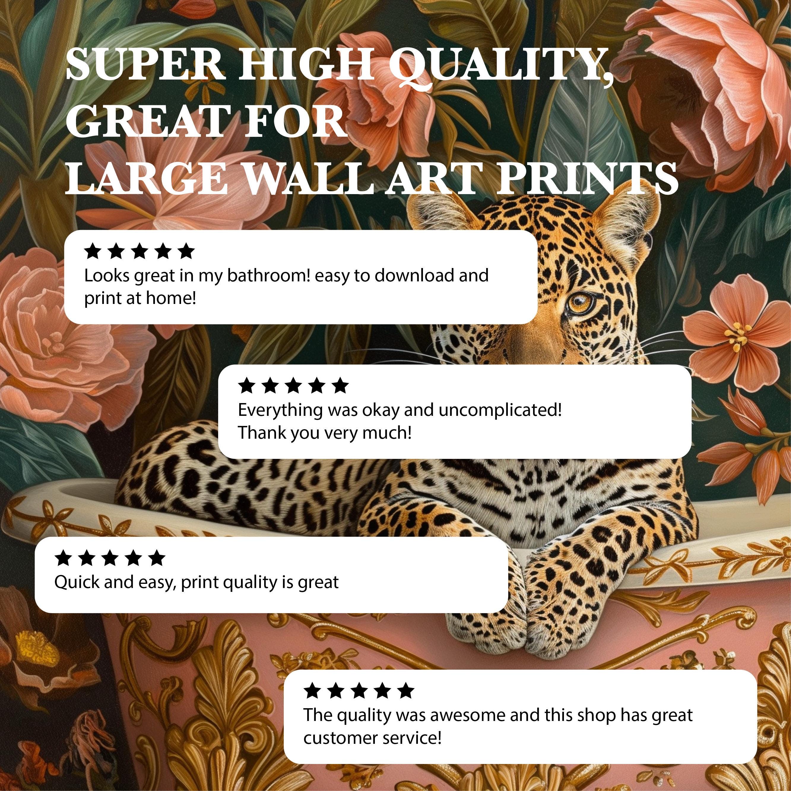 Leopard in Golden Tub Print: Maximalist Bathroom Wall Art (digital ...