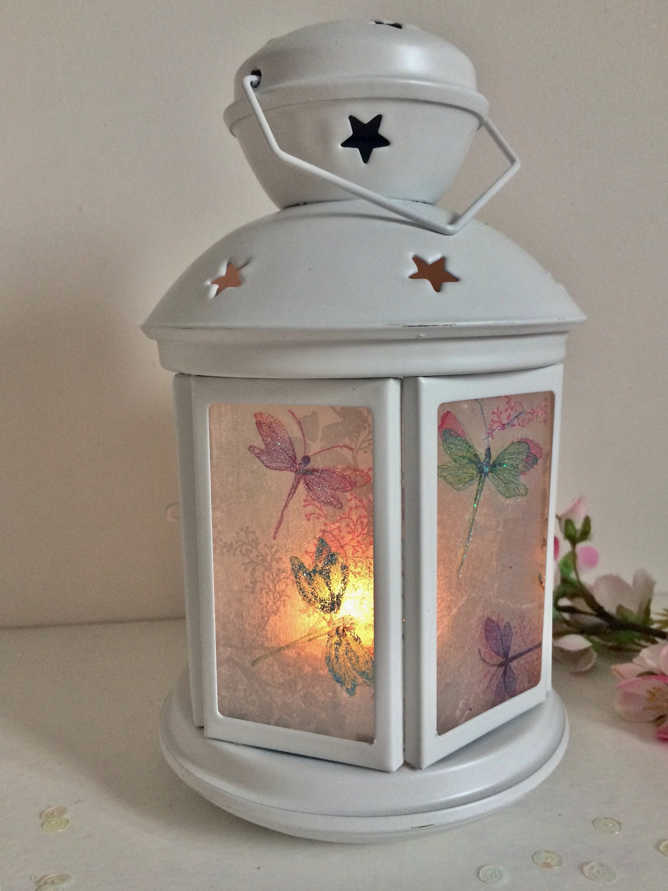 Dragonfly Dragonflies Decorated Lantern Candle Tea Light | Etsy