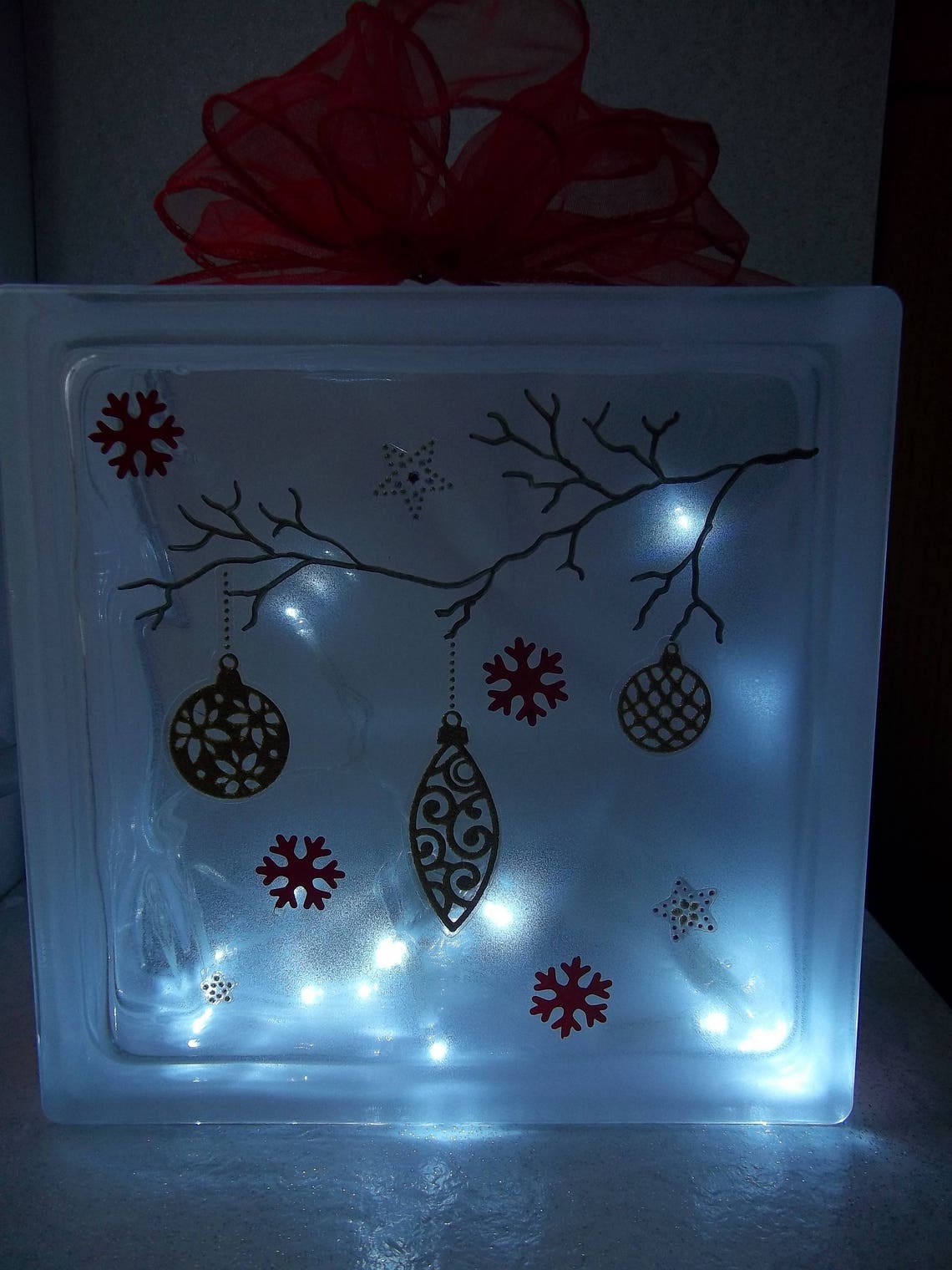 Christmas Light Christmas Decoration Christmas Glass Block - Etsy