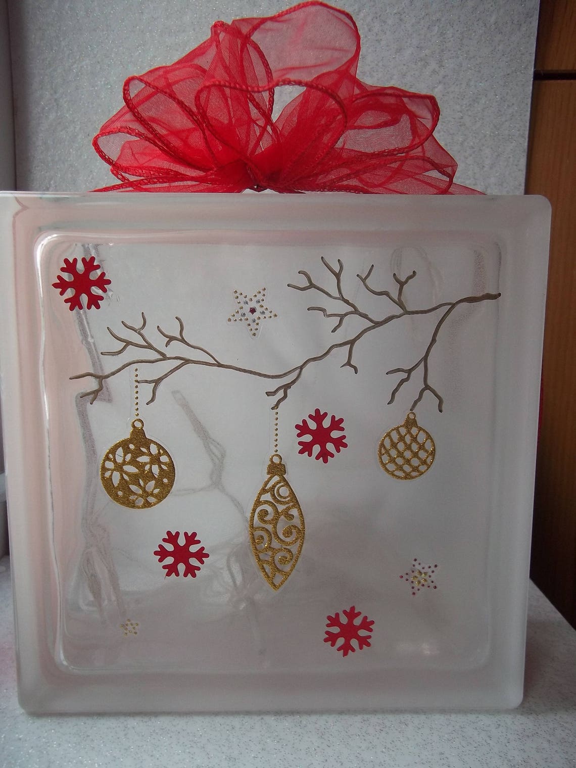 Christmas Light Christmas Decoration Christmas Glass Block - Etsy