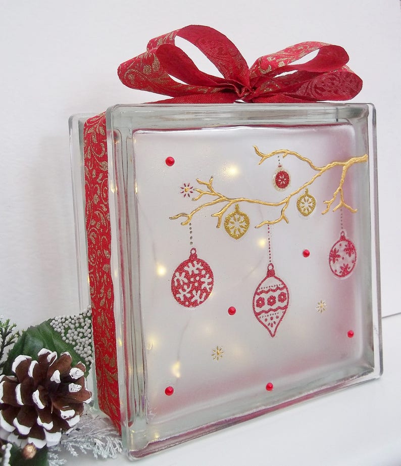 Christmas Light Christmas Decoration Christmas Glass Block - Etsy