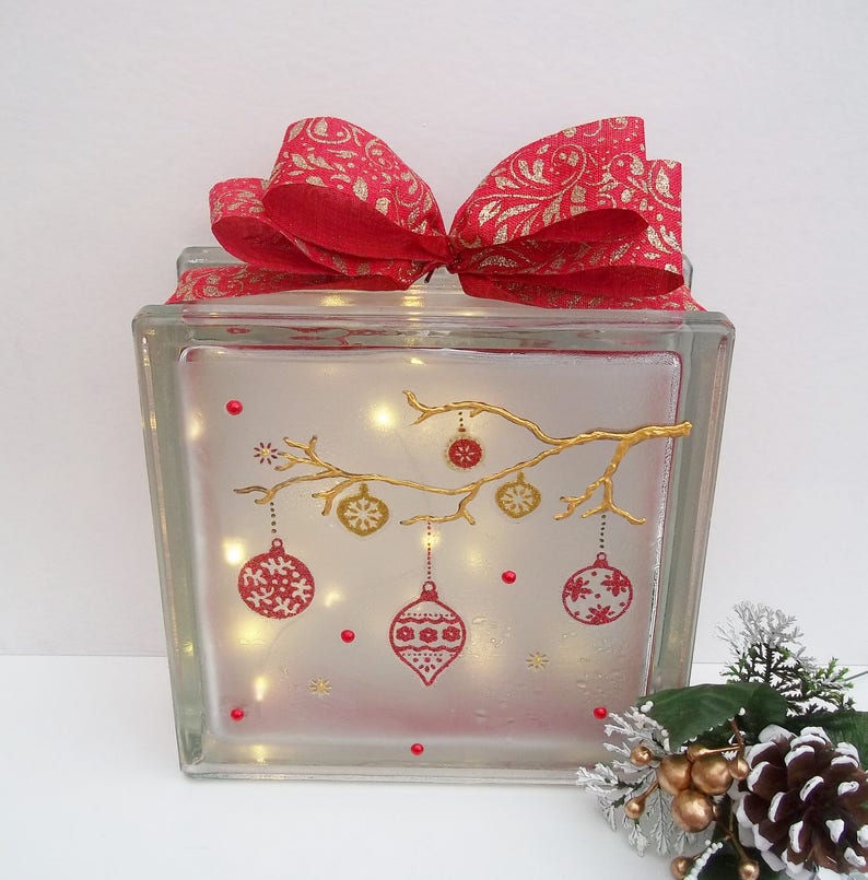 Christmas Light Christmas Decoration Christmas Glass Block - Etsy