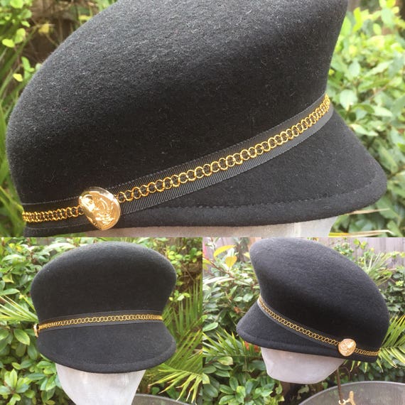 Black Wool Military Style Cap - Etsy