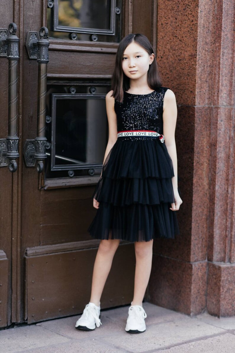 Black Flower Girl Dress Tulle Girls Black Party Dress Etsy
