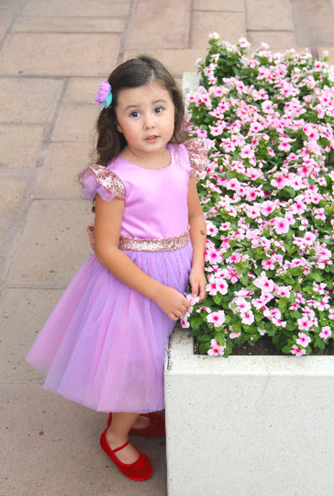 Lilac Flower Girl Dress, Girls Tulle Birthday Party Dress , Purple ...
