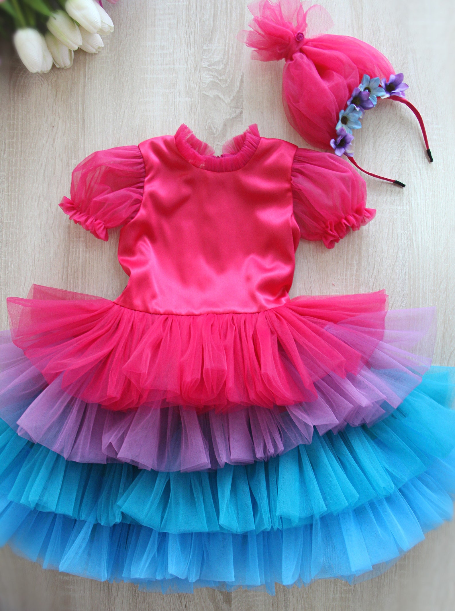 Princess Poppy Inspired Ruffle Dress Toddler Trolls Inspired | Etsy