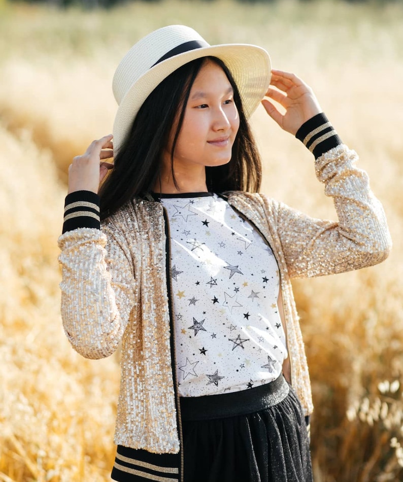 Children Gold Sequin Bomber Kids Sequin Jacket Gold Sparkle - Etsy