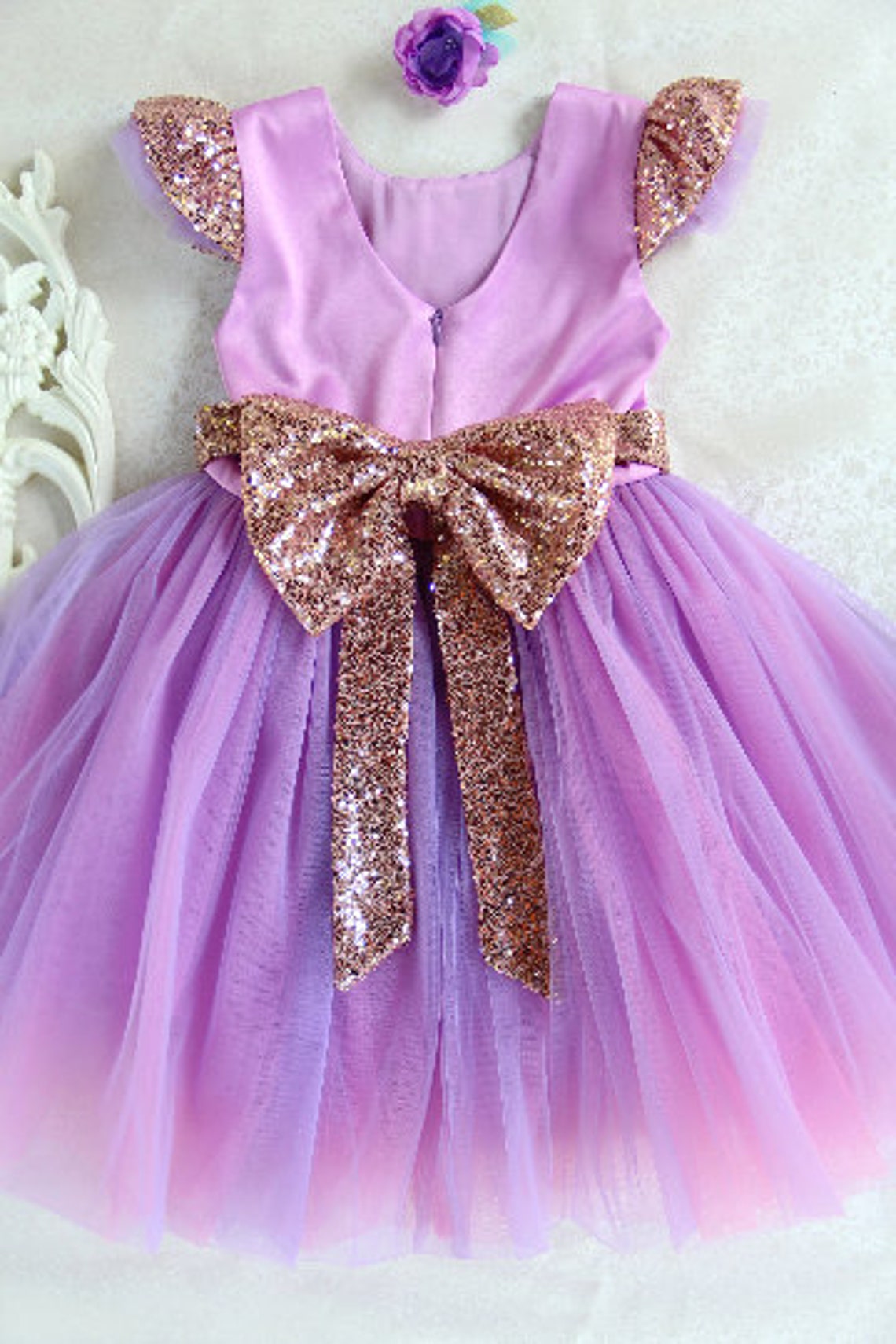 Lilac Flower Girl Dress Girls Tulle Birthday Party Dress | Etsy