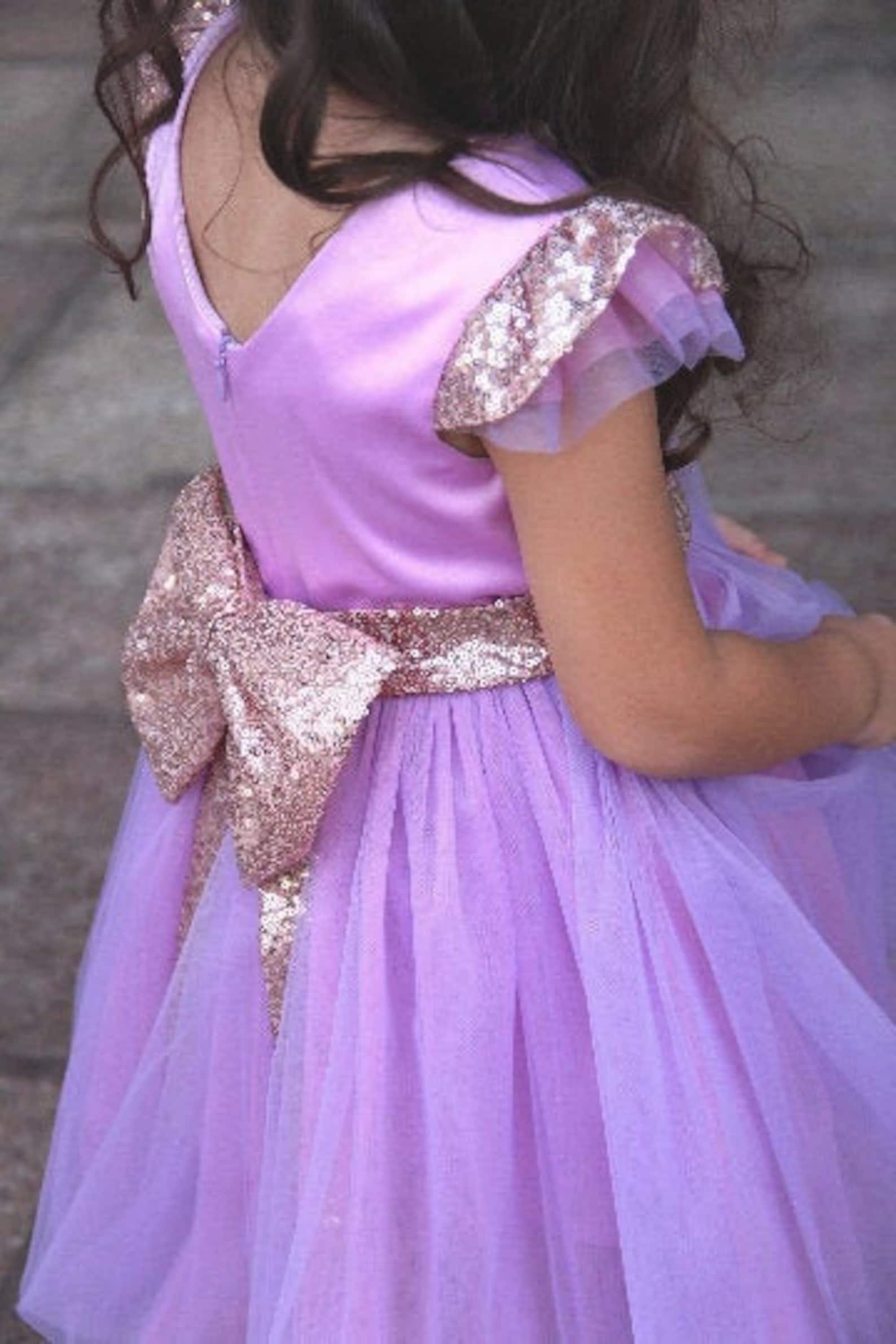 Lilac dress girl Rose gold flower girl dress Purple dress | Etsy