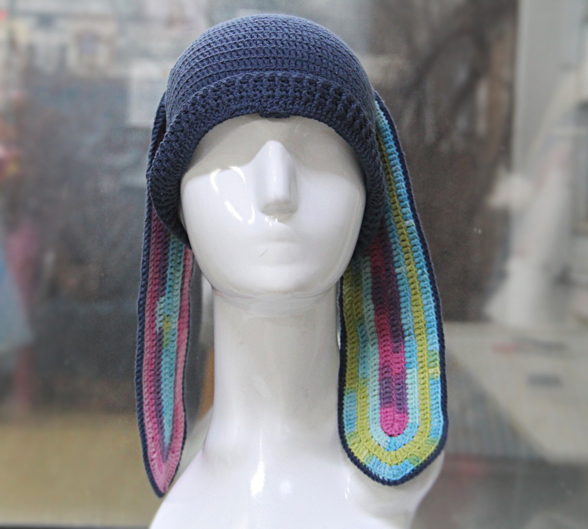 Crochet Bunny Ear Mask Hat Rabbit Ear Beanie Handmade Bunny - Etsy