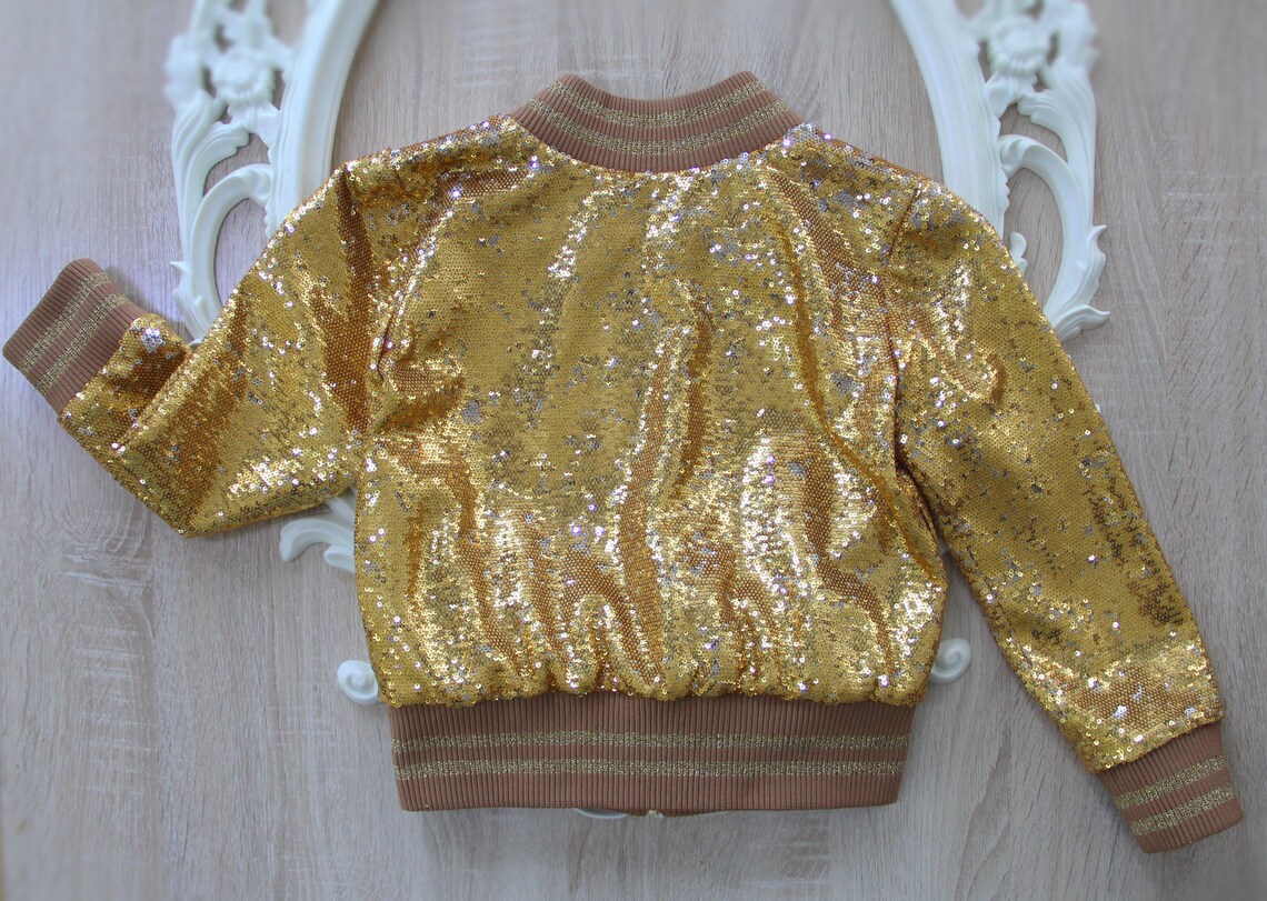 Children Gold Sequin Bomber Kids Sequin Jacket Gold Sparkle - Etsy