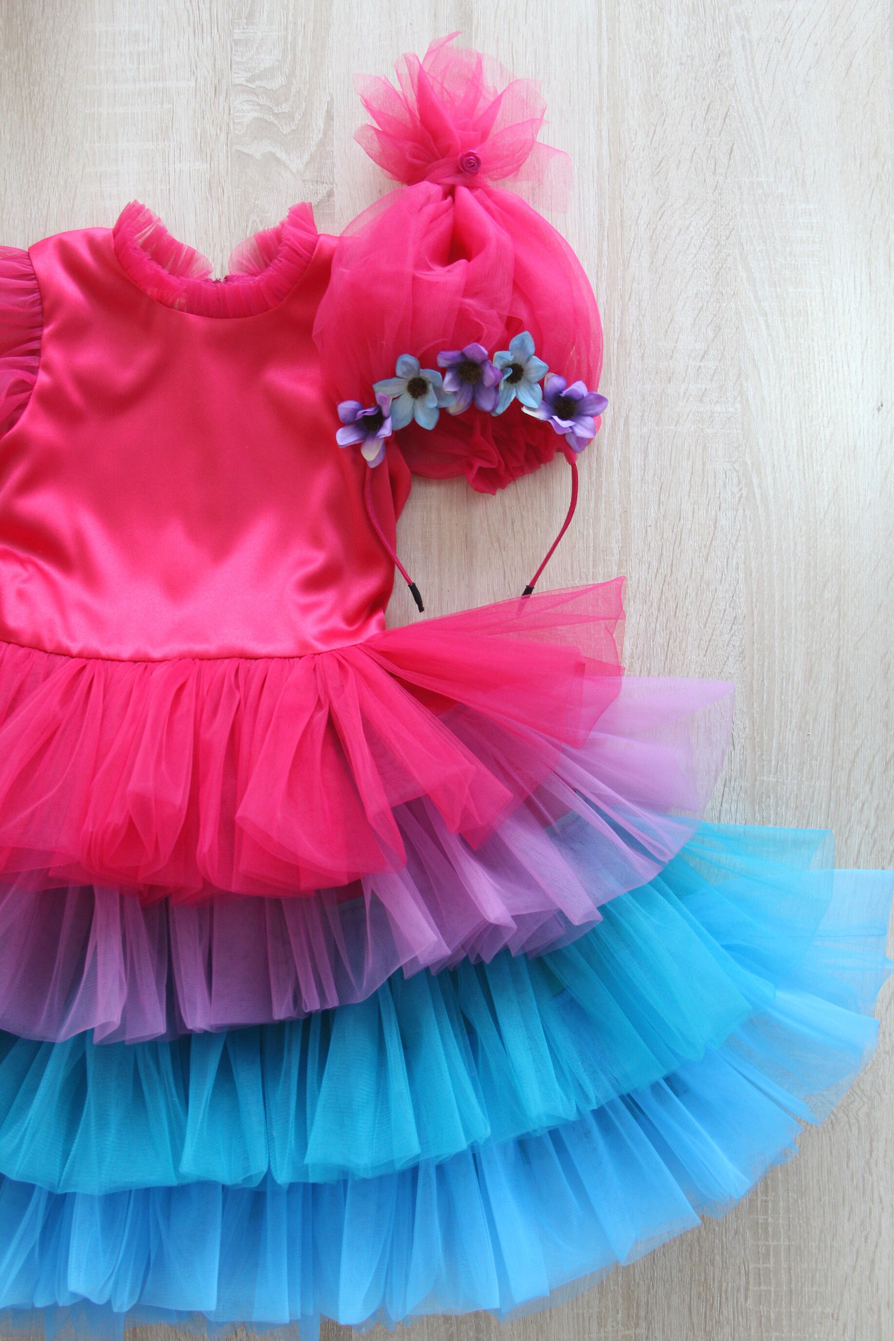 Princess Poppy Inspired Ruffle Dress Toddler Trolls Inspired | Etsy