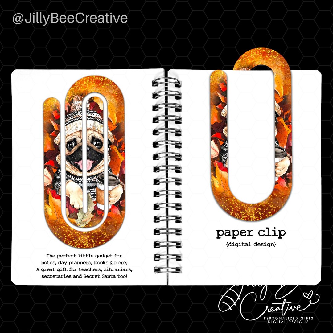 Paperclip Sublimation Design, Png File for Sublimation Blank, Fall Pug ...