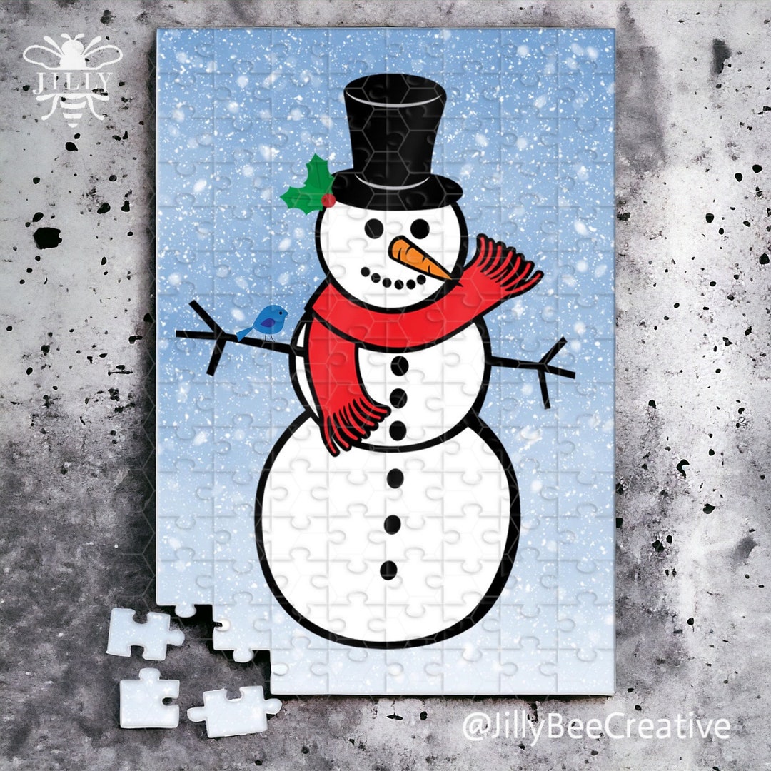 DIGITAL DESIGN | Holiday Snowman Puzzle | Snowman With Blue Jay ...