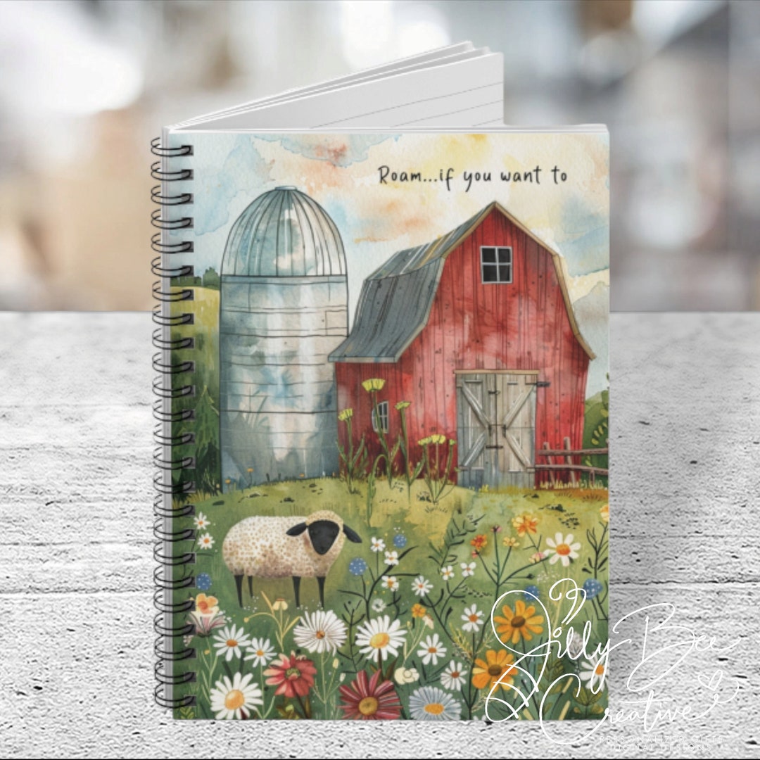 Watercolor Sheep Spiraled Journal Scandinavian, Folk Art, Primitive ...
