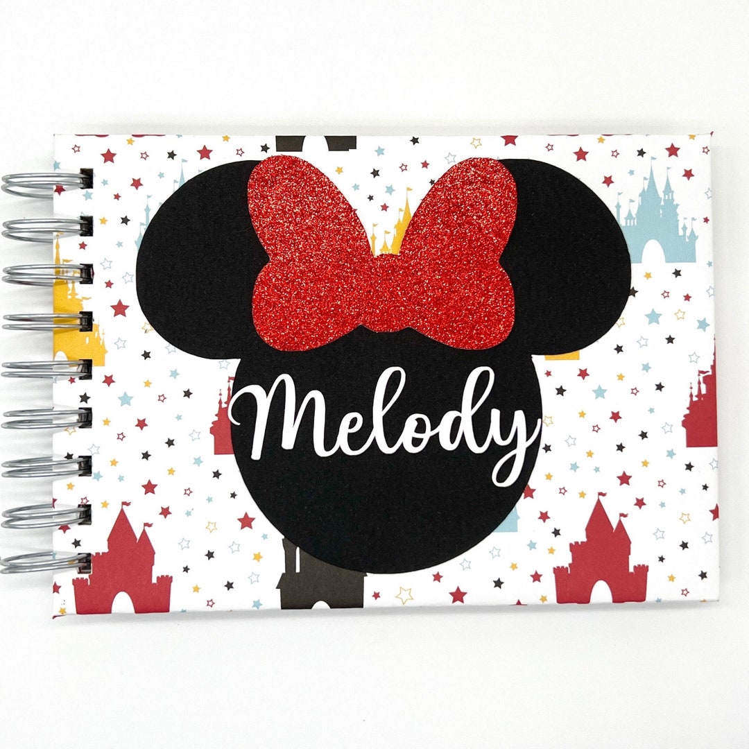 Disney Autograph Book, Minnie Mouse With Glitter Bow, Disney Castle ...