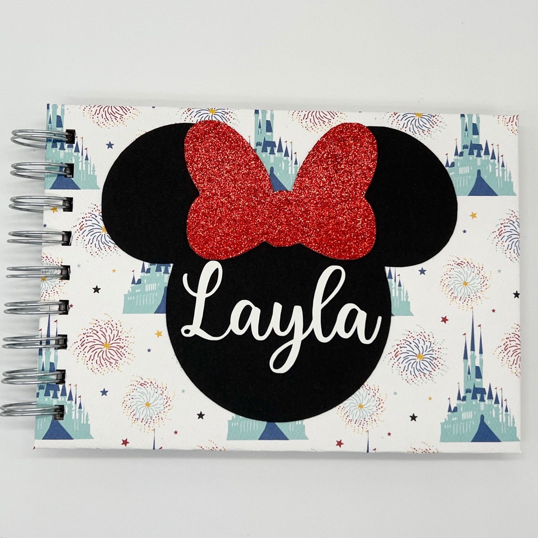 Disney Autograph Book, Minnie Mouse With Glitter Bow, Disney Castle ...