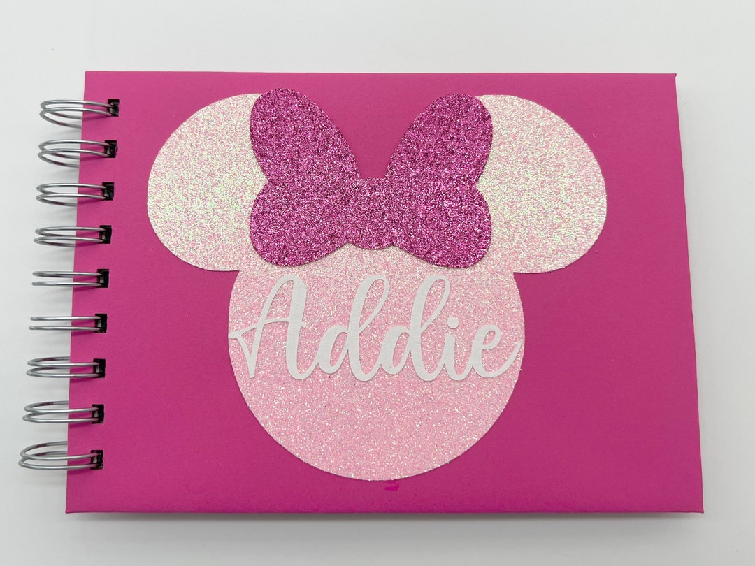 Disney Autograph Book, Personalized Pink Glitter Minnie Mouse, Disney ...