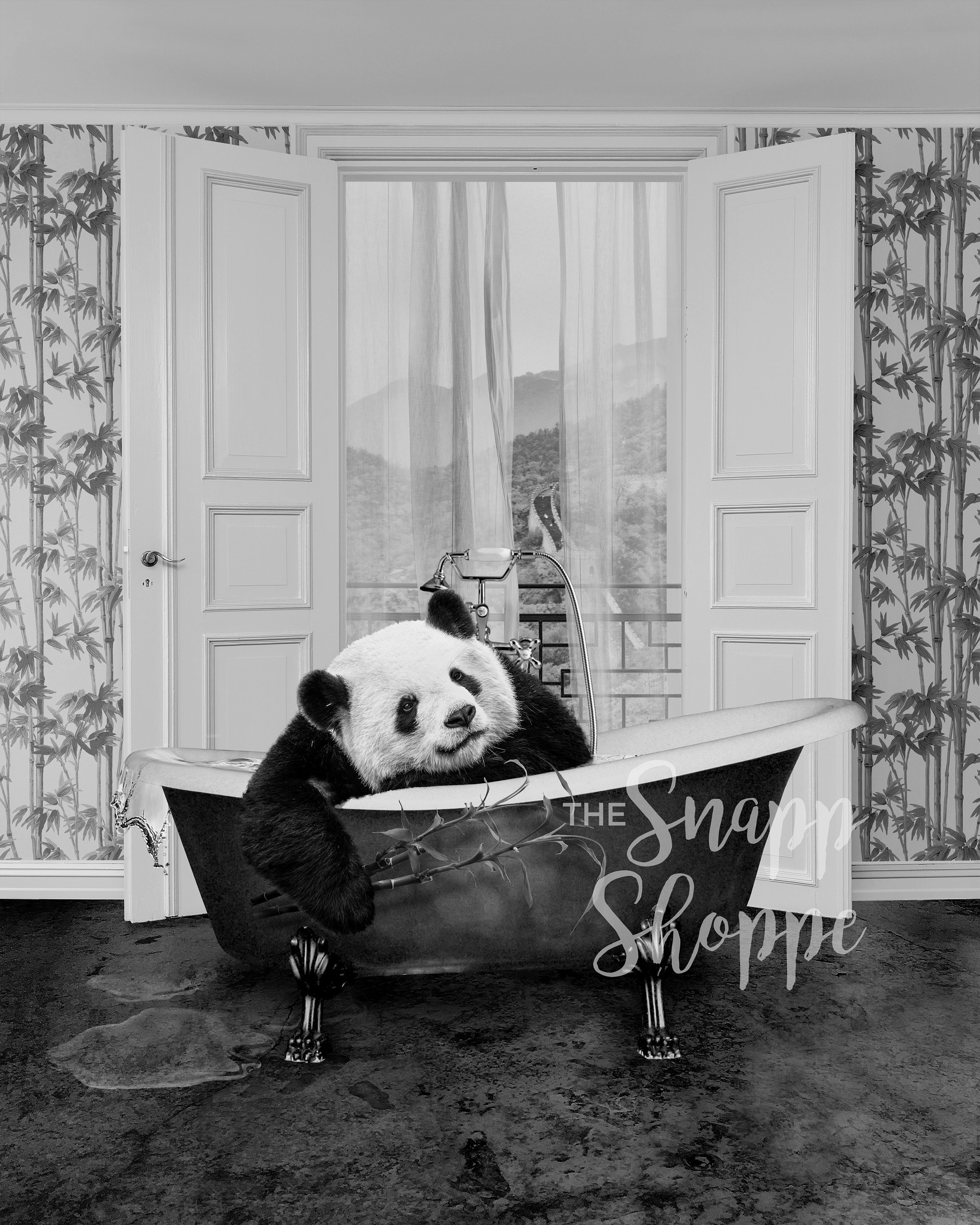 Panda Animal in Bathroom Bath Tub Art Print - Etsy