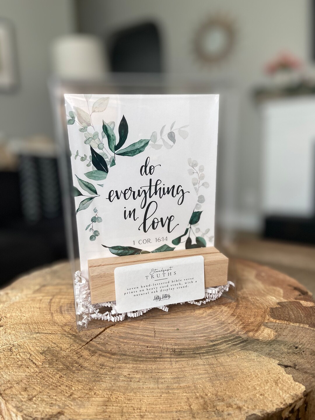 Steadfast Truths | Bible Verse Print Set | Hand-lettered | 5x7 Artwork With Oak Display Stand ...