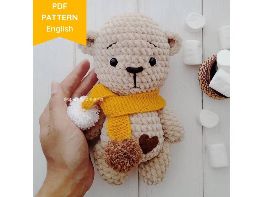 Crochet Plush Bear With a Scarf PATTERN, Quick and Easy Amigurumi ...