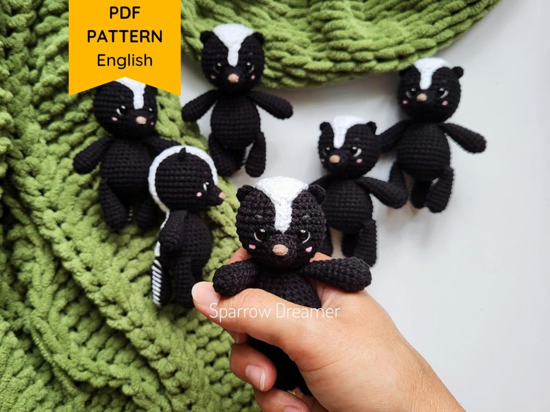 Crochet Skunk Amigurumi Pattern: Mini Woodland Animal (PDF Tutorial in ...